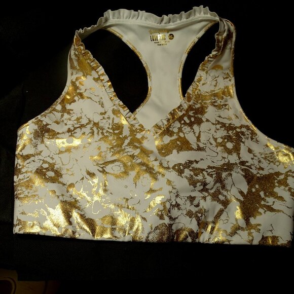 Lilly Pulitzer | Tops | Lilly Pulitzer Luxletic Gold Foil Ruffled ...